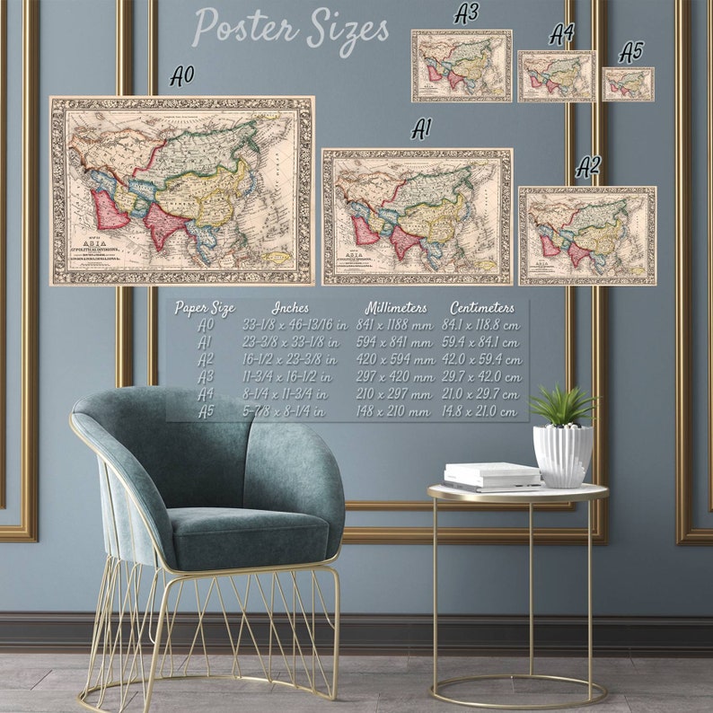 Old Map of Asia 1860 Old Map of Asia Mitchell Poster Frame - Etsy