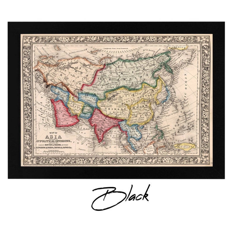 Old Map of Asia 1860 Old Map of Asia Mitchell Poster Frame - Etsy