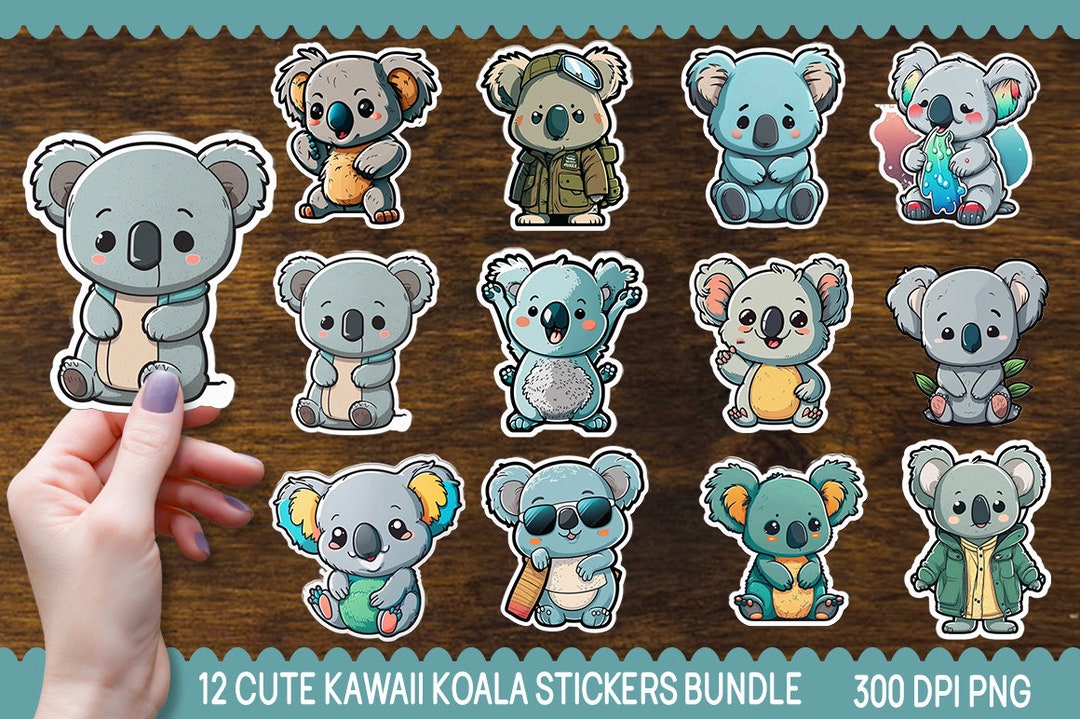 Cute Kawaii Koala Stickers Bundle, Funny Sticker Bundle, Kawaii Koala ...