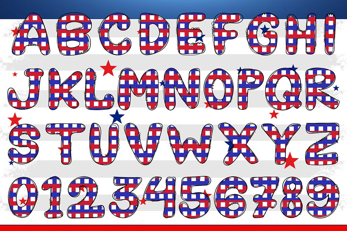 4th of July Alphabet Mega Bundle, Flag Alphabet,patriotic Doodle ...