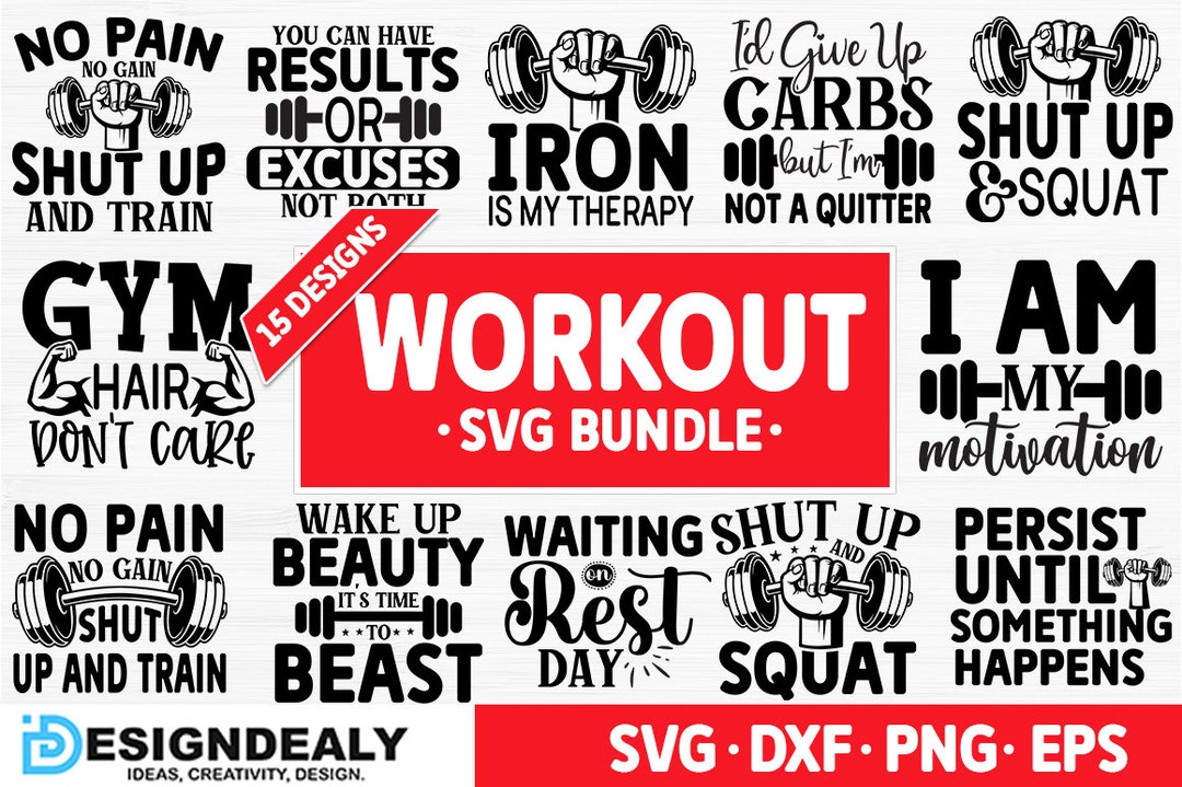 Fitness SVG Bundle / Workout Bundle SVG / Cut Files / Commercial Use ...