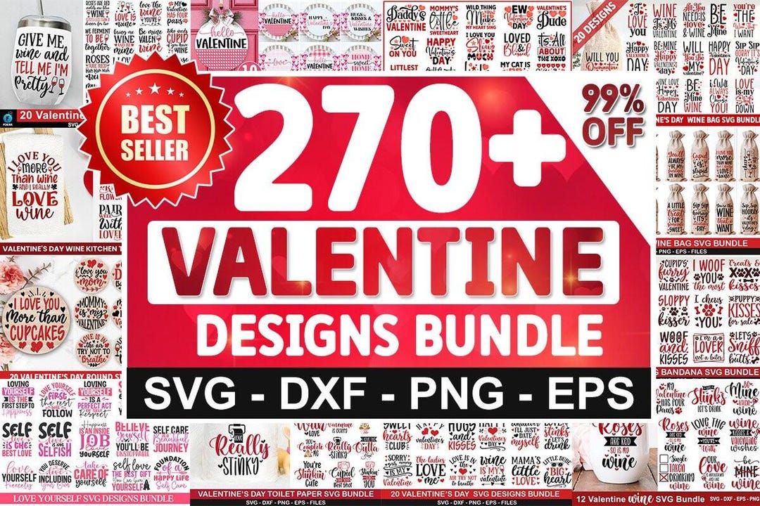 VALENTINE MEGA BUNDLE, 270 Designs, Valentines Svg Bundle, Valentine's ...