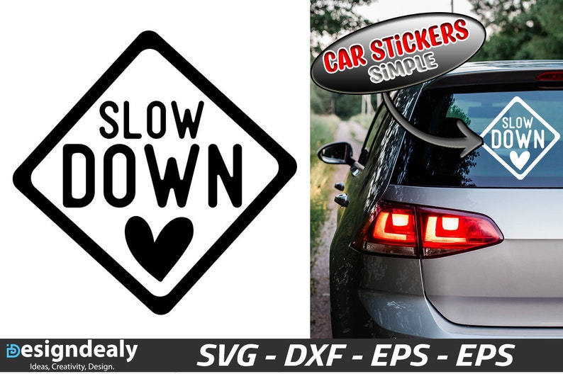 Car Stickers SVG Bundle, Car Sticker Quotes, Funny Car Stickers, Slow ...