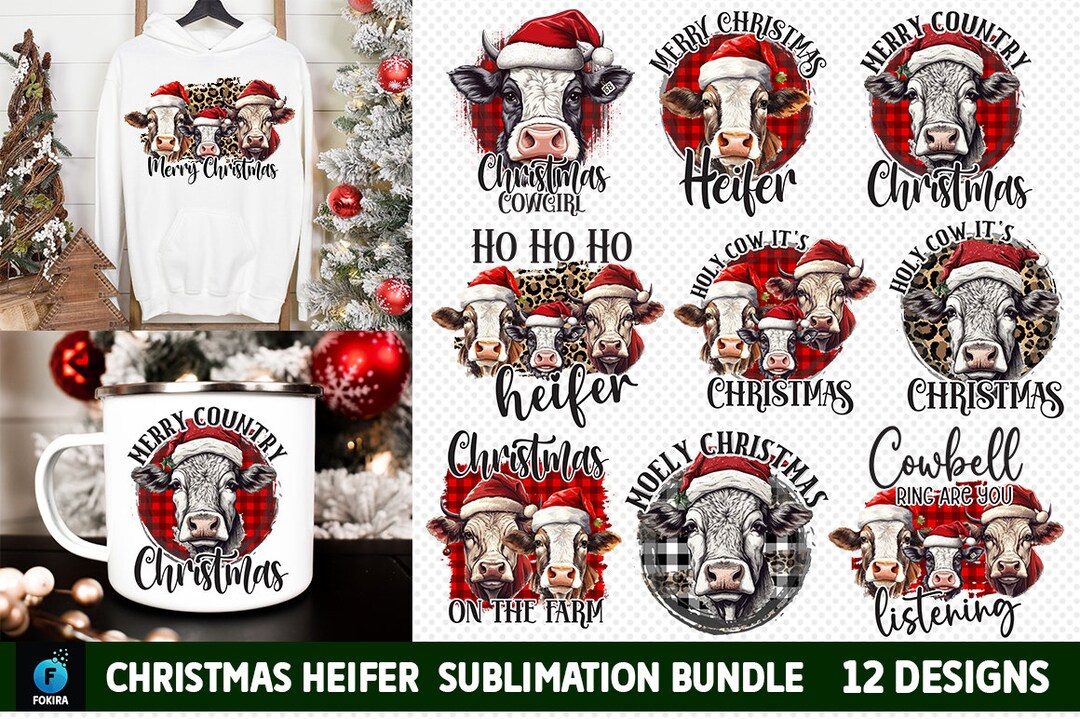Christmas Heifer Sublimation Bundle, Christmas Heifer T Shirt ...