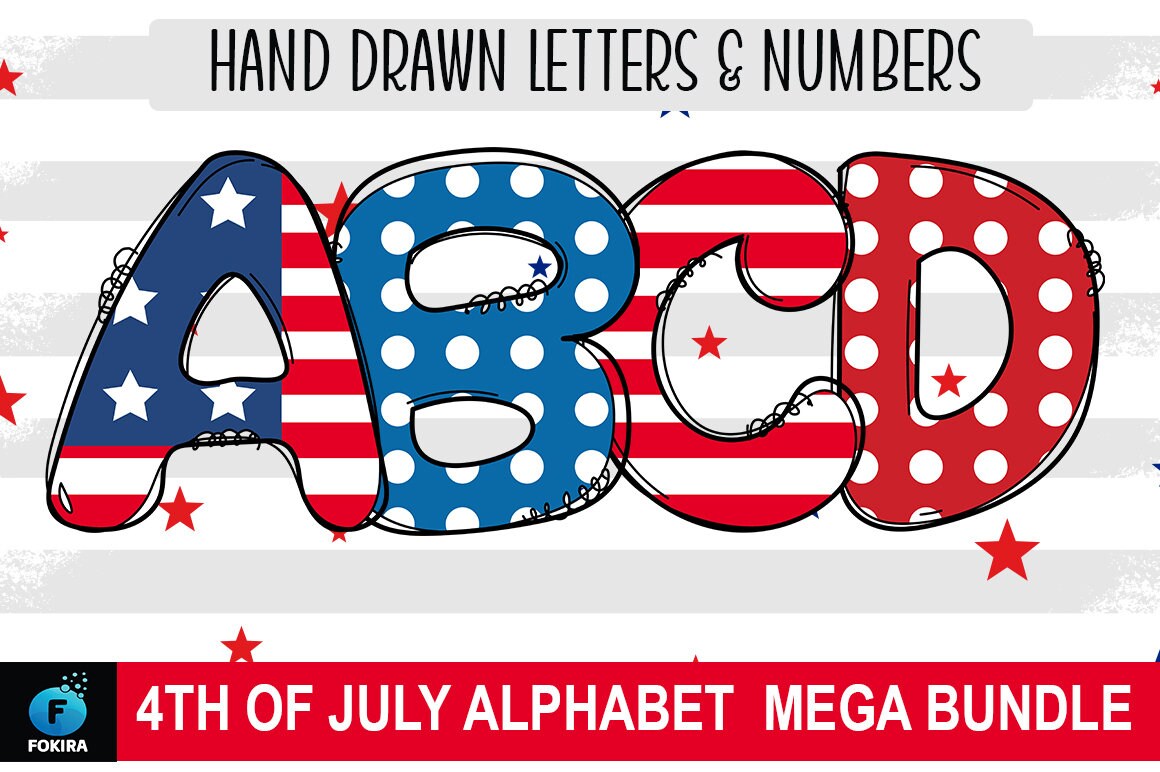 4th of July Alphabet Mega Bundle, Flag Alphabet,patriotic Doodle ...