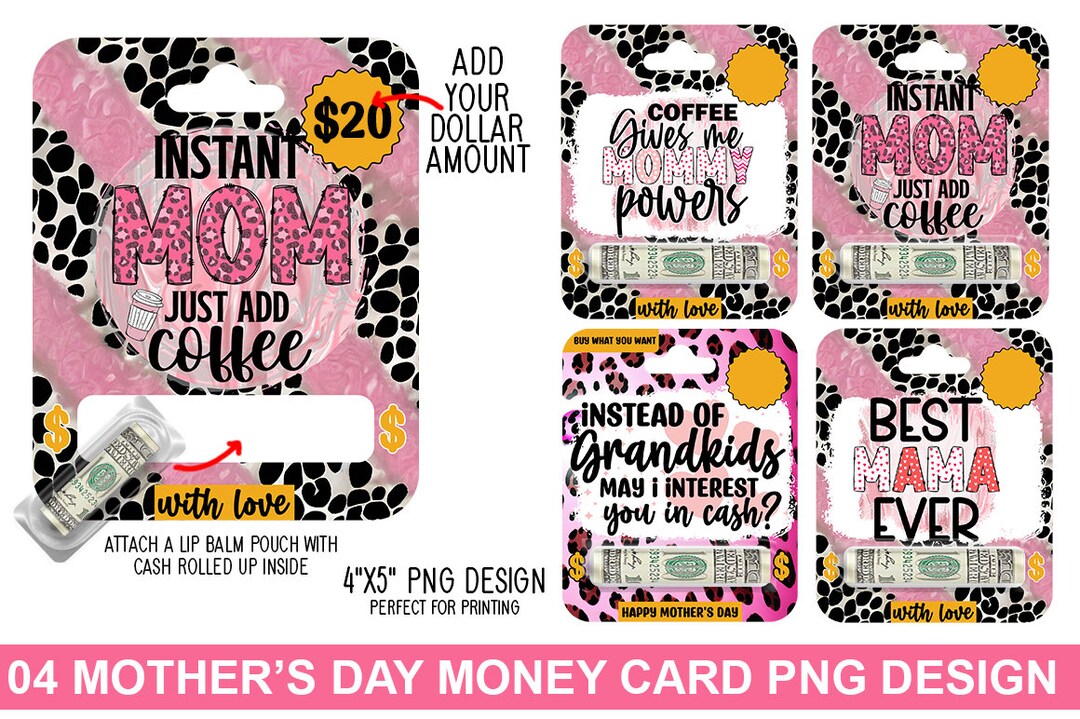 Mother's Day Money Card PNG Design-02, Money Card Bundle, Money Card ...