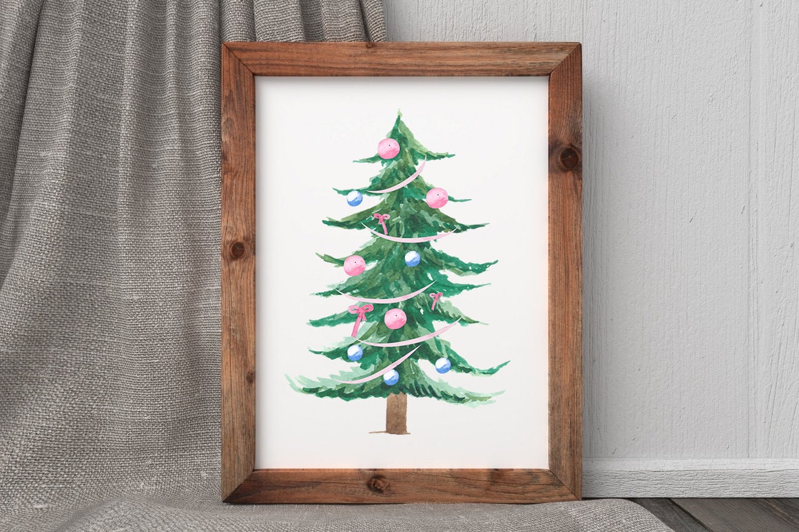 Watercolor Christmas Tree Png Bundle, Christmas Tree Png, Hand Drawing ...