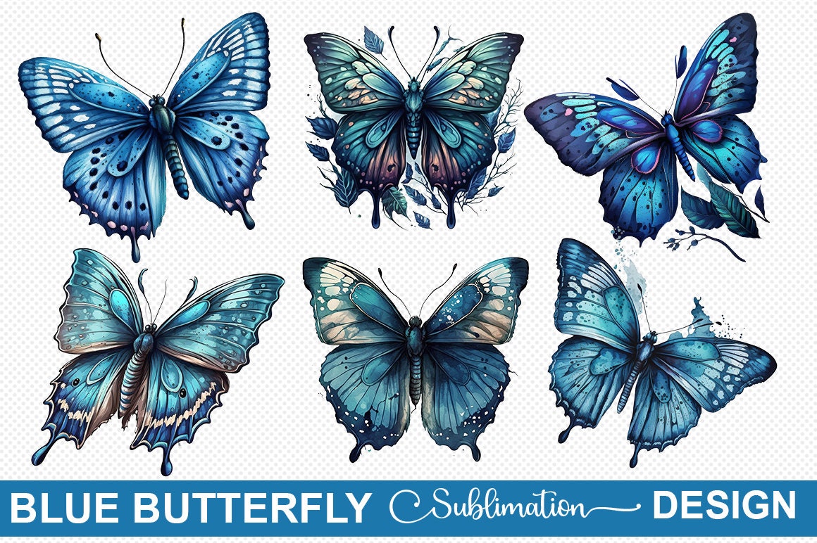 Blue Butterfly Watercolor Clipart, Blue Butterfly Png, Butterfly ...