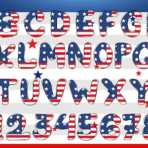 4th of July Alphabet Mega Bundle, Flag Alphabet,patriotic Doodle ...