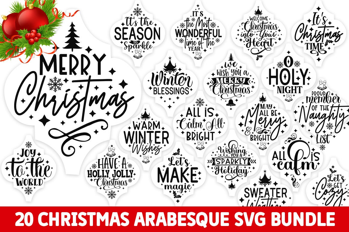 Arabesques Tile Ornament SVG Bundle, Ornament Svg, Arabesque Christmas ...