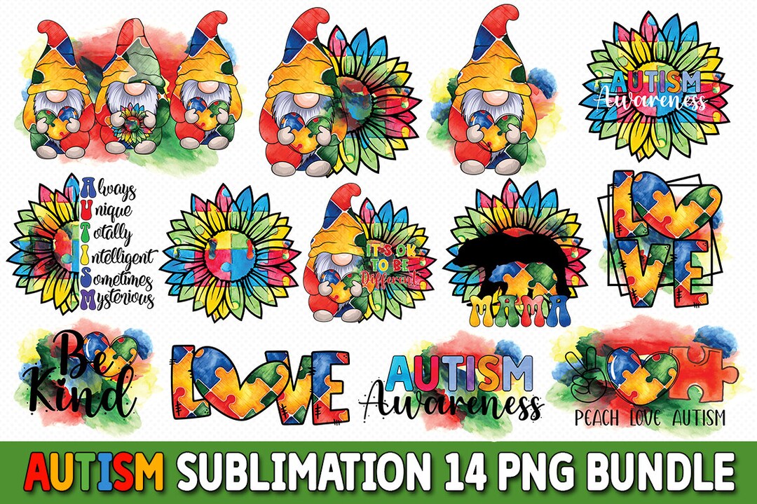 Autism Sublimation PNG Bundle, Autism Awareness Month,autism Quotes ...