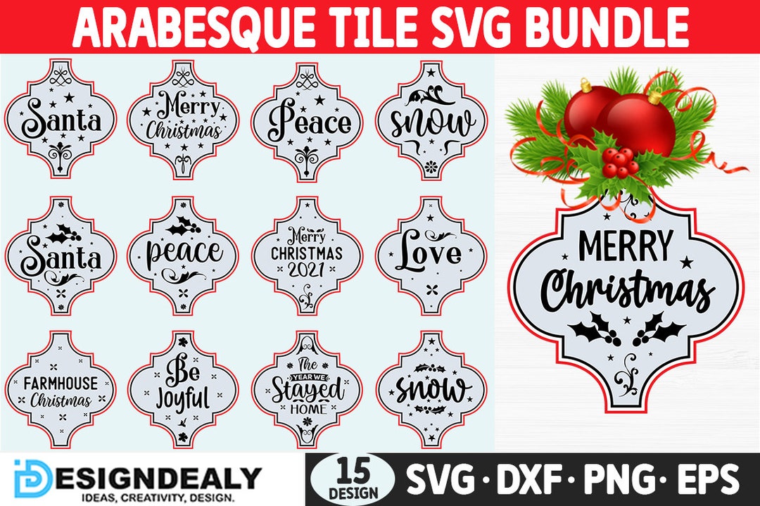 Arabesques Tile Ornament SVG Bundle, Ornament Svg, Arabesque Christmas ...