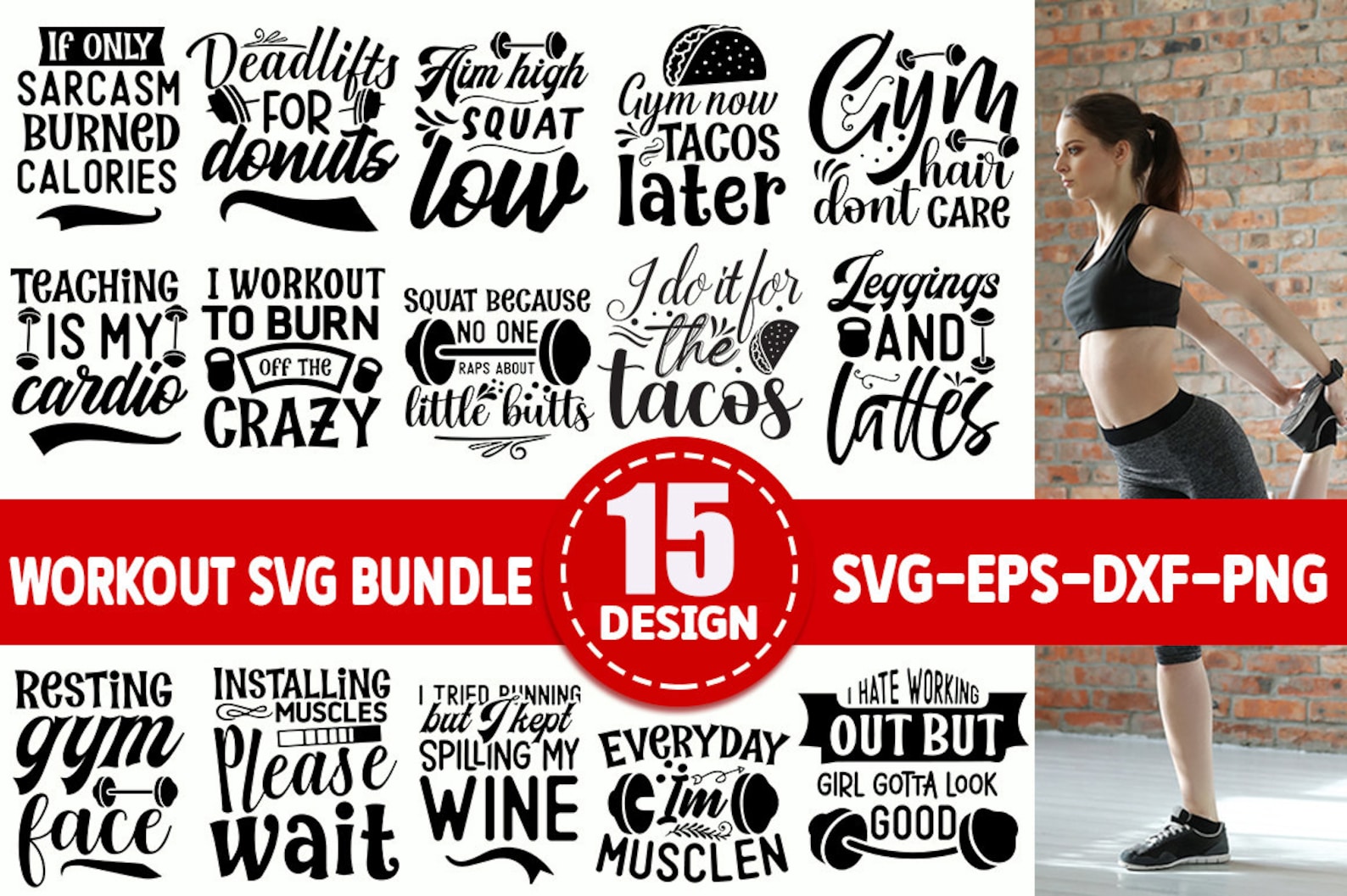 Workout Bundle SVG / Cut Files / Commercial Use / Cricut / Clip Art ...