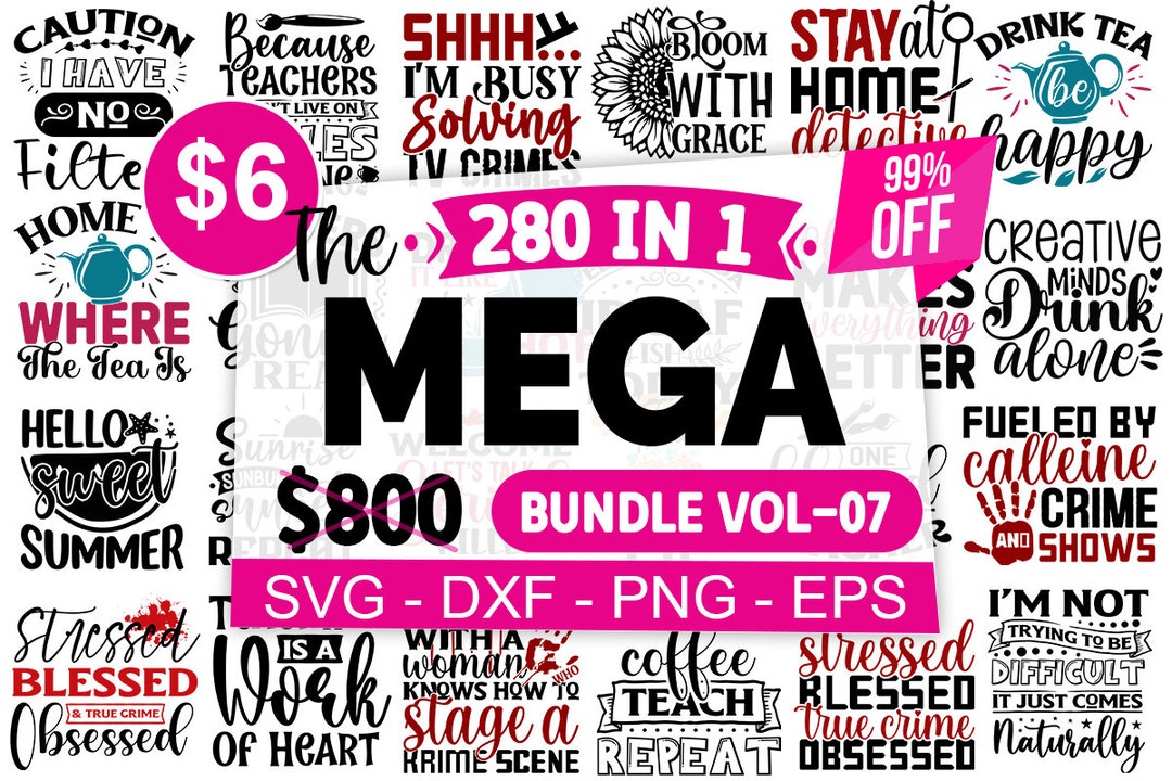 280 Mega Svg Bundle, Trendy Svg Bundle, Mega Clipart Png Bundle, T ...