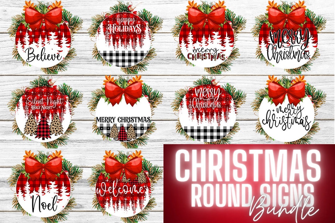 Christmas Round Sign Bundle, Merry Christmas Round Sign, Christmas Sign ...
