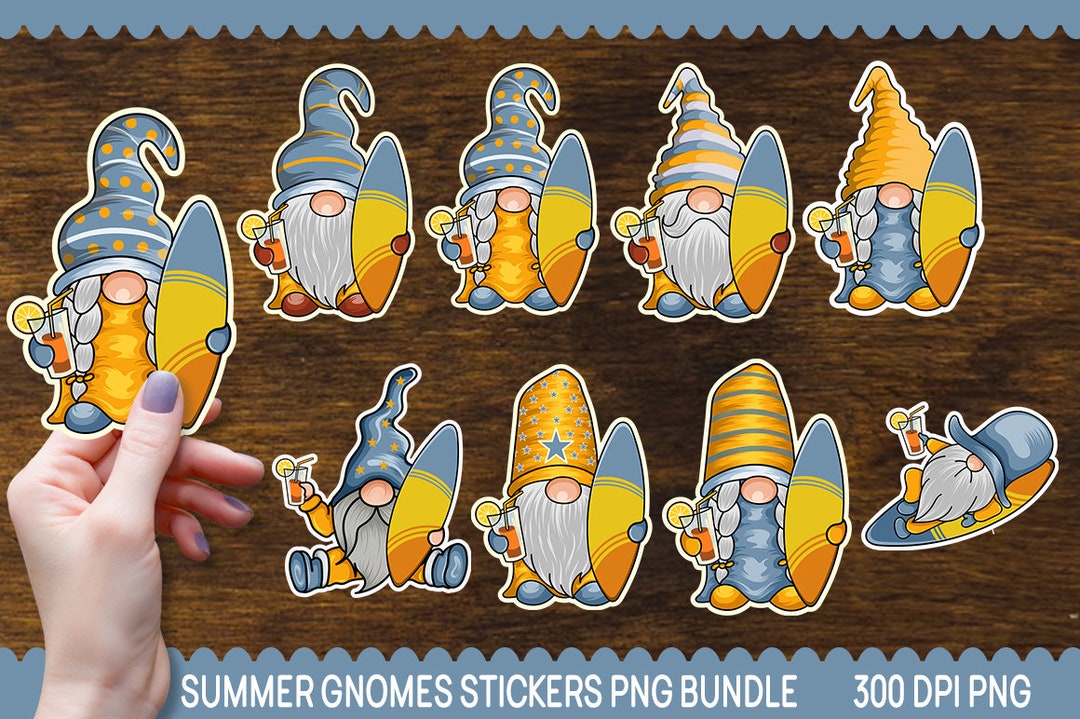 Summer Gnomes Stickers Bundle, Summer Gnome, Funny Gnome Bundle, Summer ...