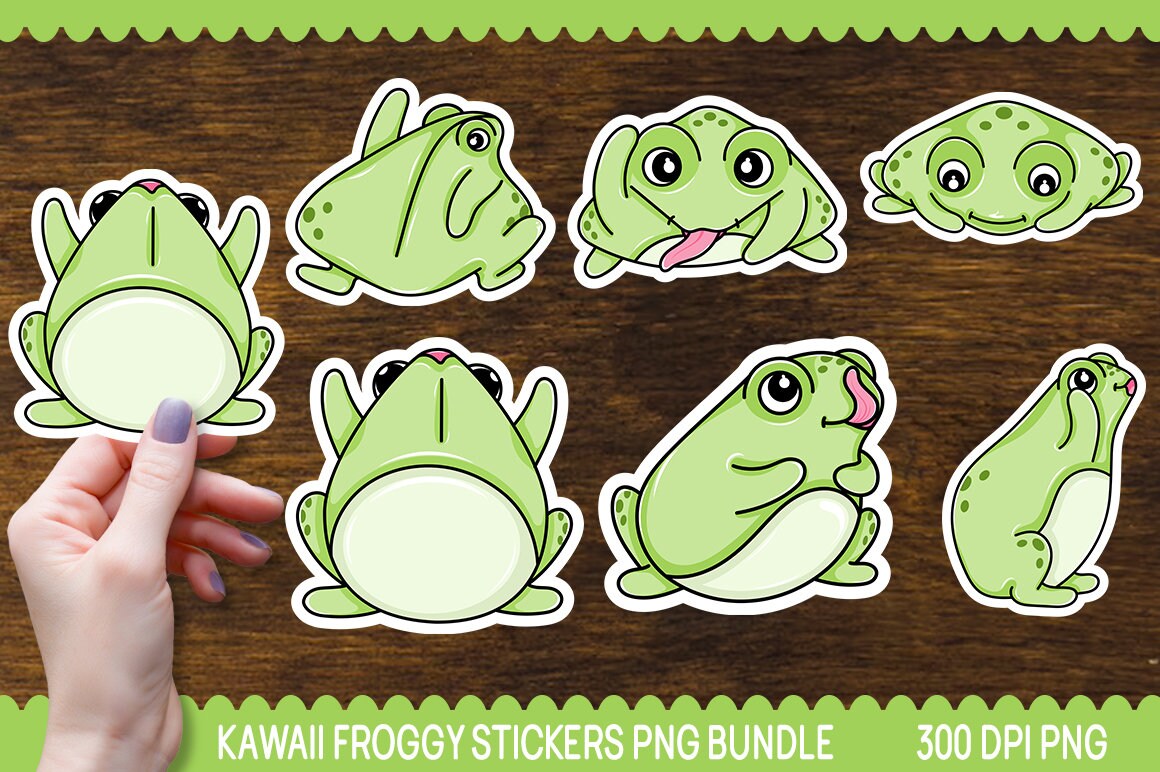 Kawaii Froggy Stickers PNG Bundle, Funny Sticker, Froggy Stickers ...