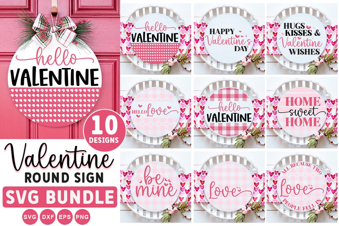 Valentine's Round Sign SVG Bundle, Valentine Round Sign, Valentine Home ...
