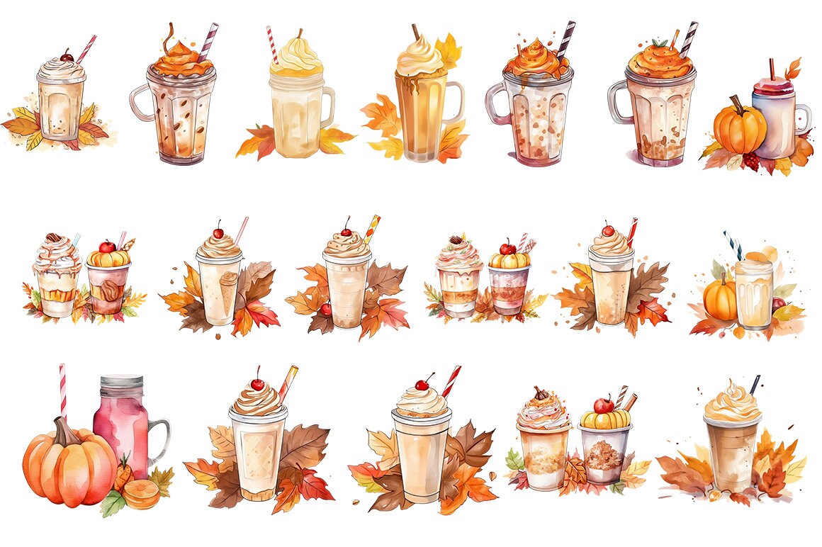 Autumn Coffee Sublimation Clipart Bundle, Autumn Coffee, Coffee Warp ...
