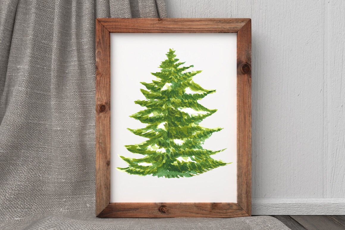 Watercolor Christmas Tree Png Bundle, Christmas Tree Png, Hand Drawing ...