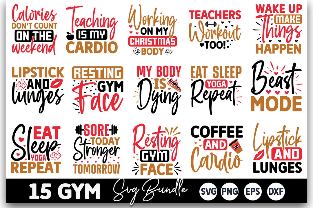 Gym SVG Bundle / Workout Bundle SVG / Cut Files / Commercial Use ...