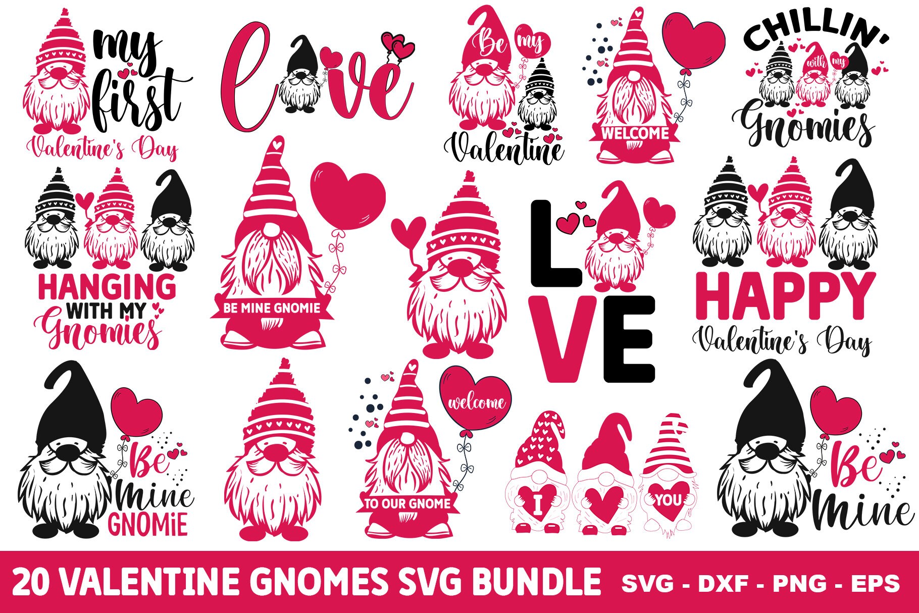20 Valentine Gnomes Svg Bundle, Be Mine Gnomes Svg, Valentine Gnomes ...