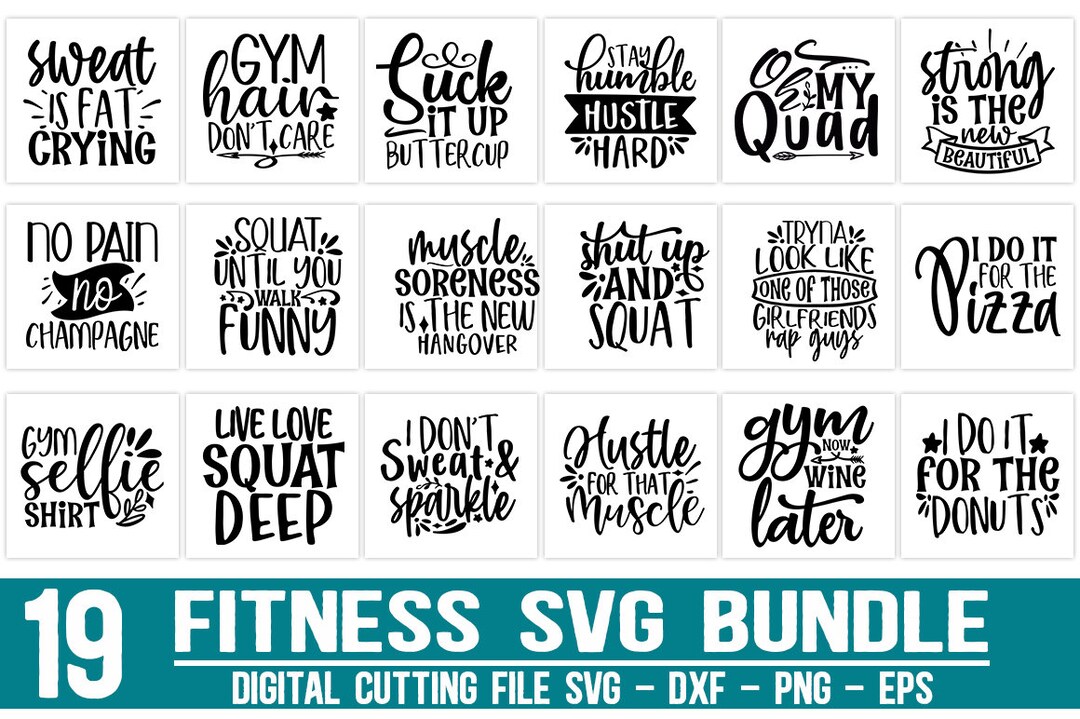 Fitness SVG Bundle / Workout Bundle SVG / Cut Files / Commercial Use ...