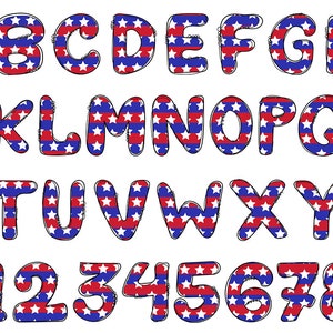 4th of July Alphabet Mega Bundle, Flag Alphabet,patriotic Doodle ...