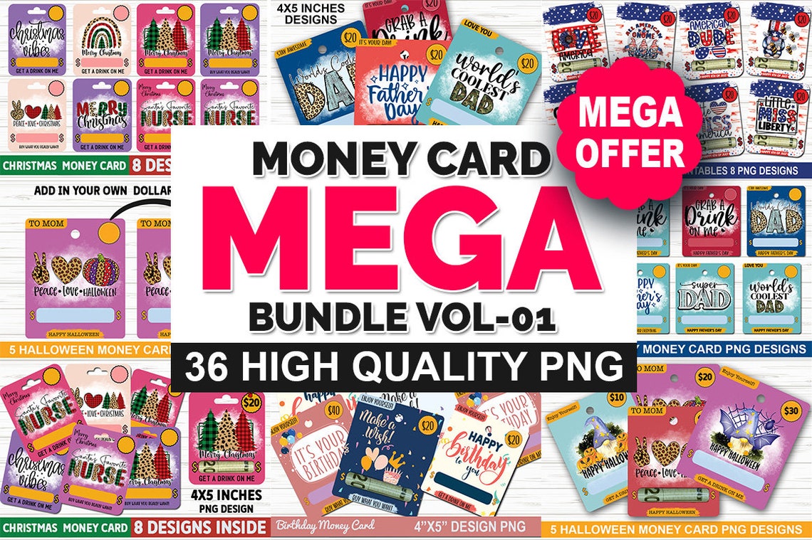 Money Card Mega Bundle Christmas Money Cardhalloween Money - Etsy