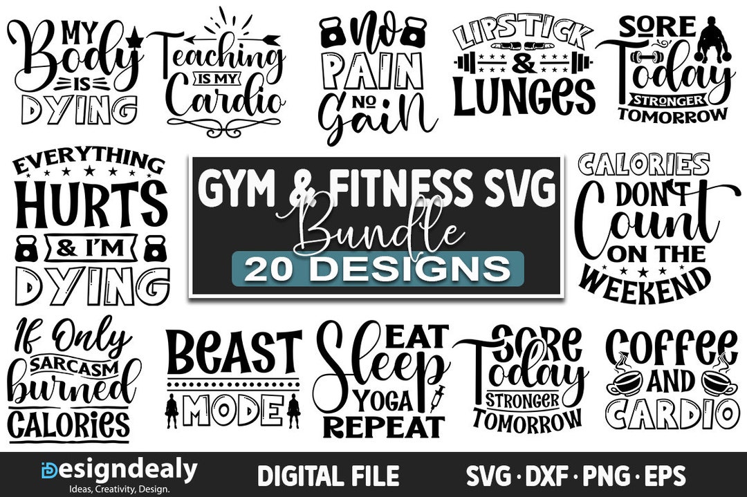 Gym Motivation SVG Bundle / Workout Bundle SVG / Cut Files / Commercial ...