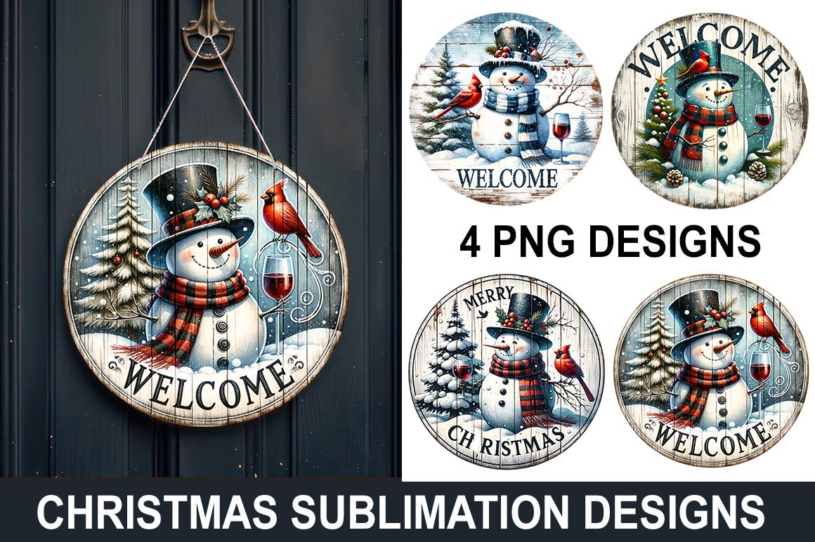 Christmas Round Signs Bundle, Snowman Round Sign, Christmas Round Sign ...