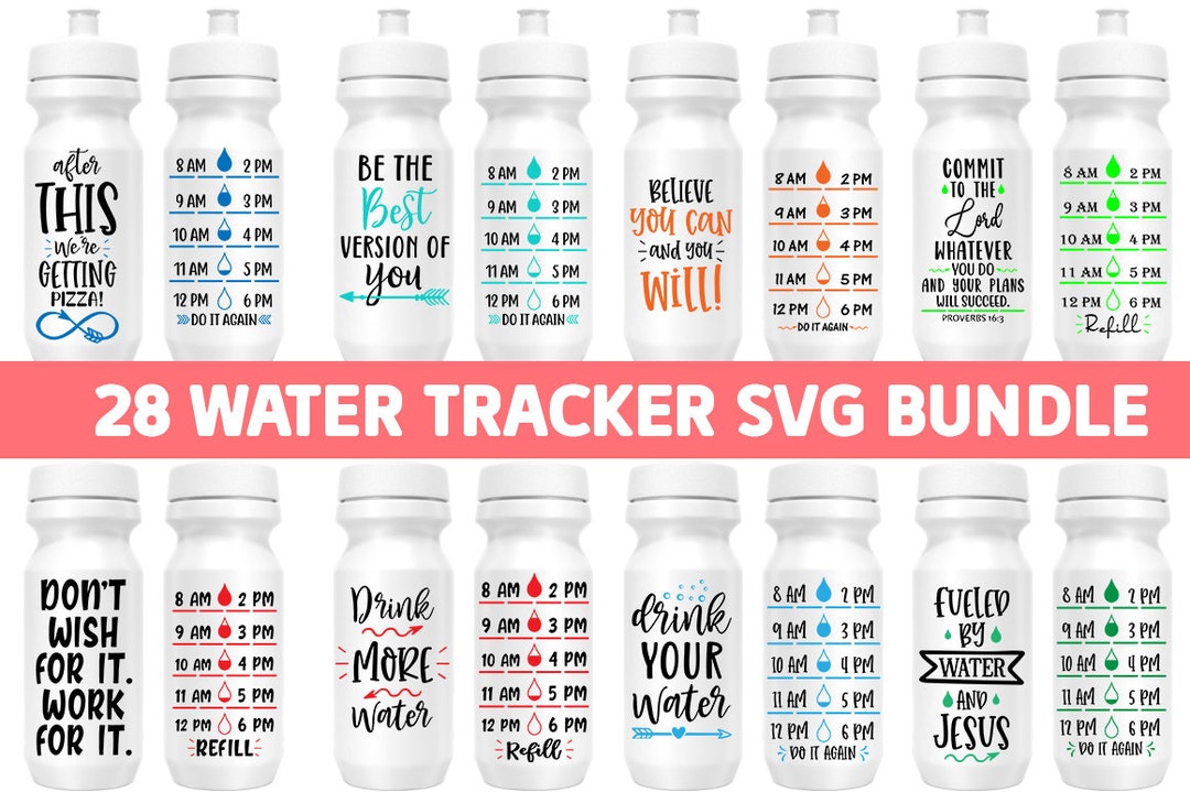 Water Tracker Bundle, Water Tracker SVG, Water Bottle Svg, Dxf Instant ...