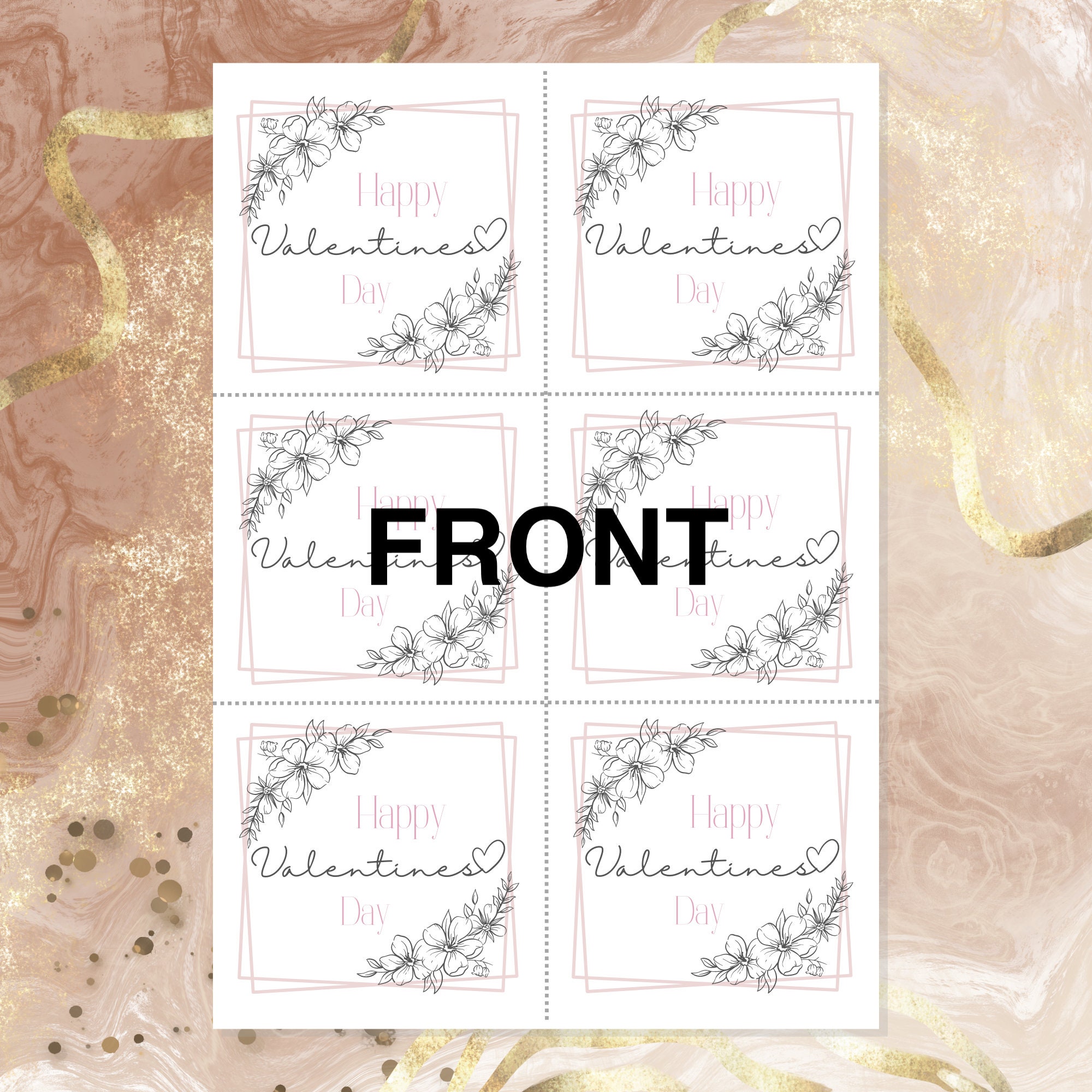 Floral Line Art Valentines Day Card digital Download - Etsy