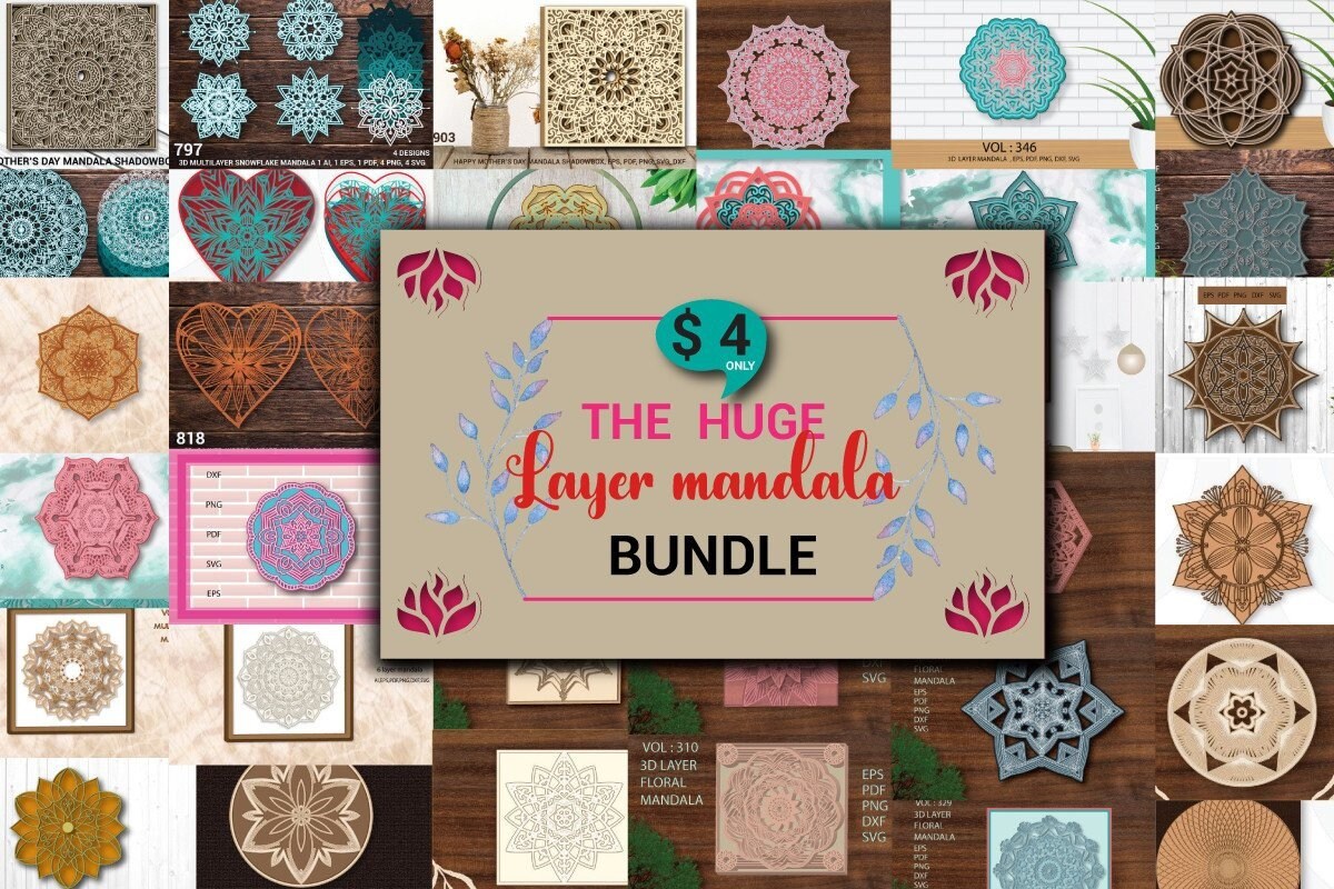 Multilayer Mandala Laser Cut Files Layered Mandala Laser File Bundle ...