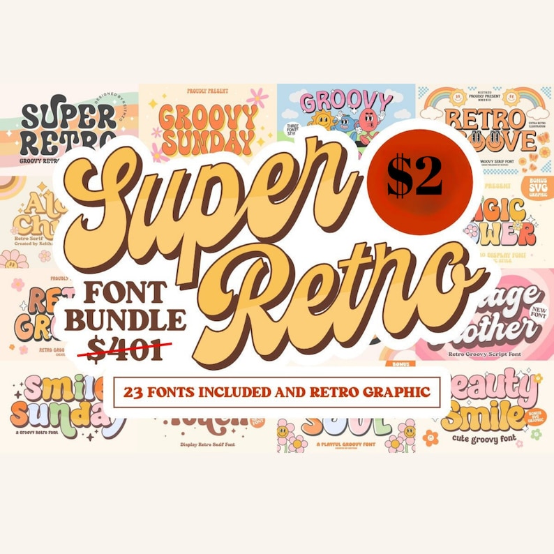 Groovy Retro Special Bundle - Groovy Font, Retro Font, Hipster Font ...