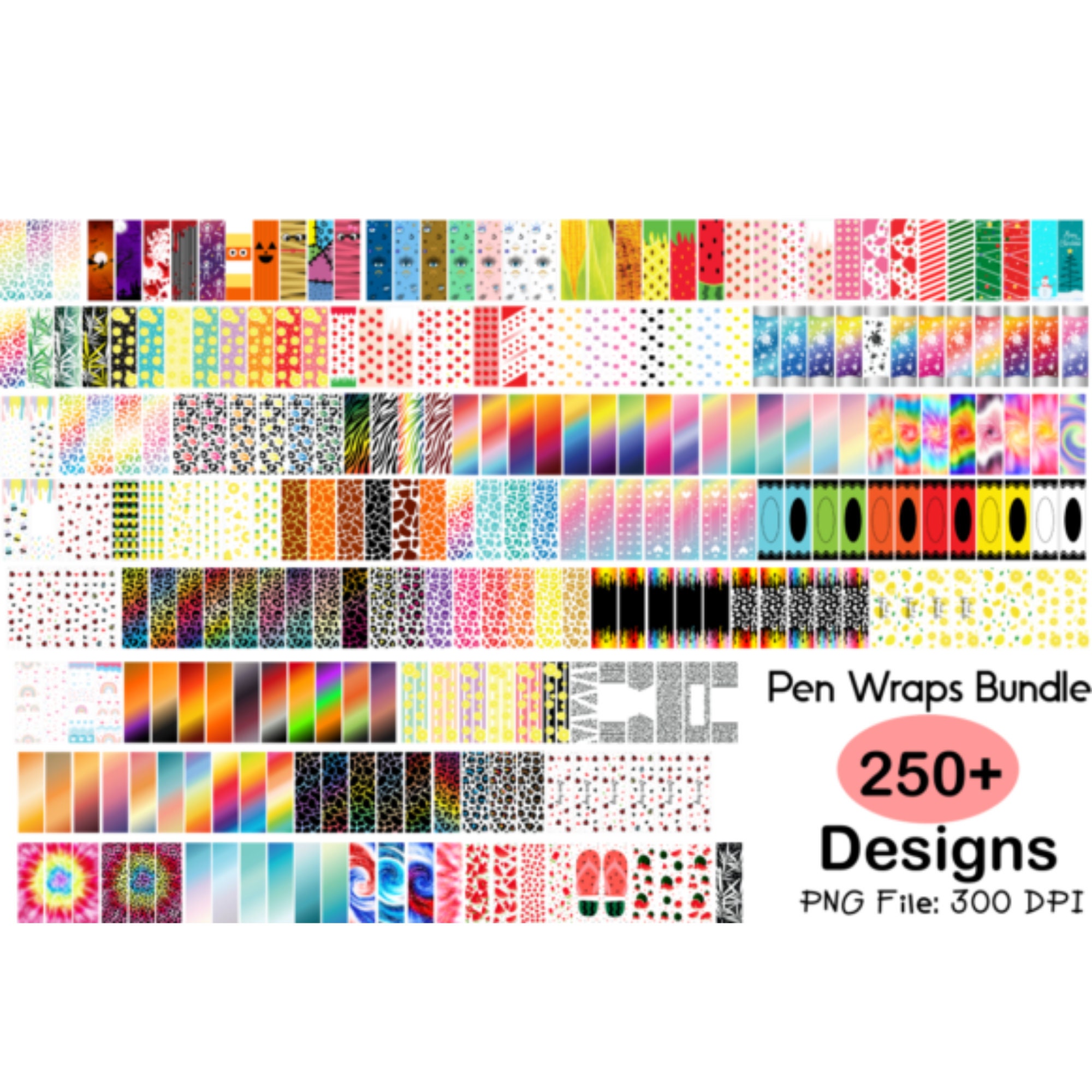 250 Pen Wraps Mega SVG Bundle, Teacher Pen Wrap, Glitter Pen Patterns ...