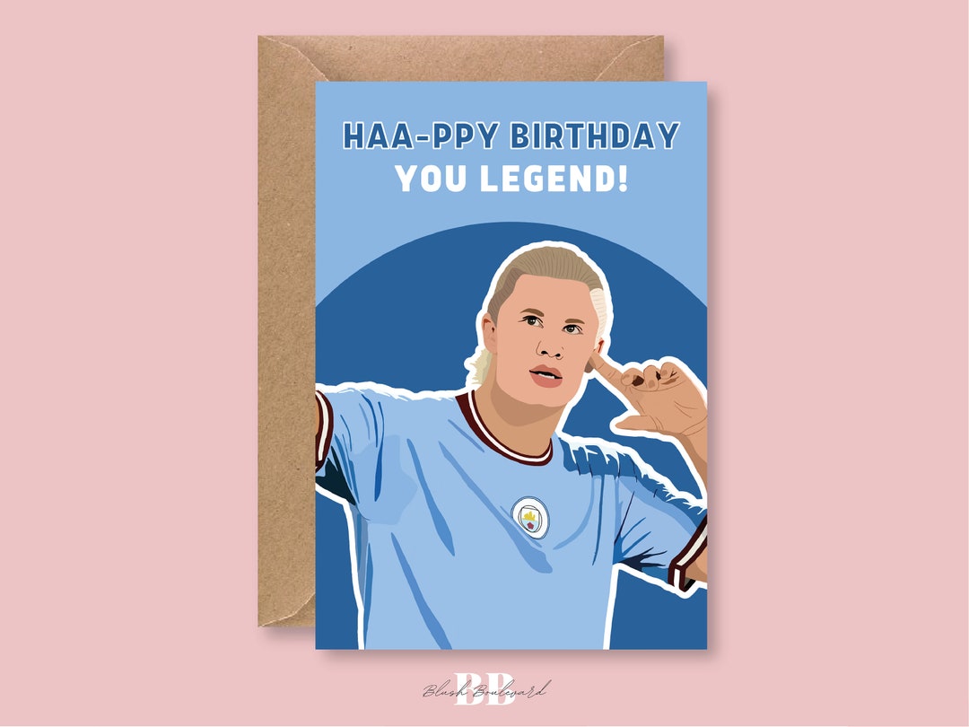 Erling Haaland Manchester City A6 105x148.5mm Happy Birthday Greeting ...