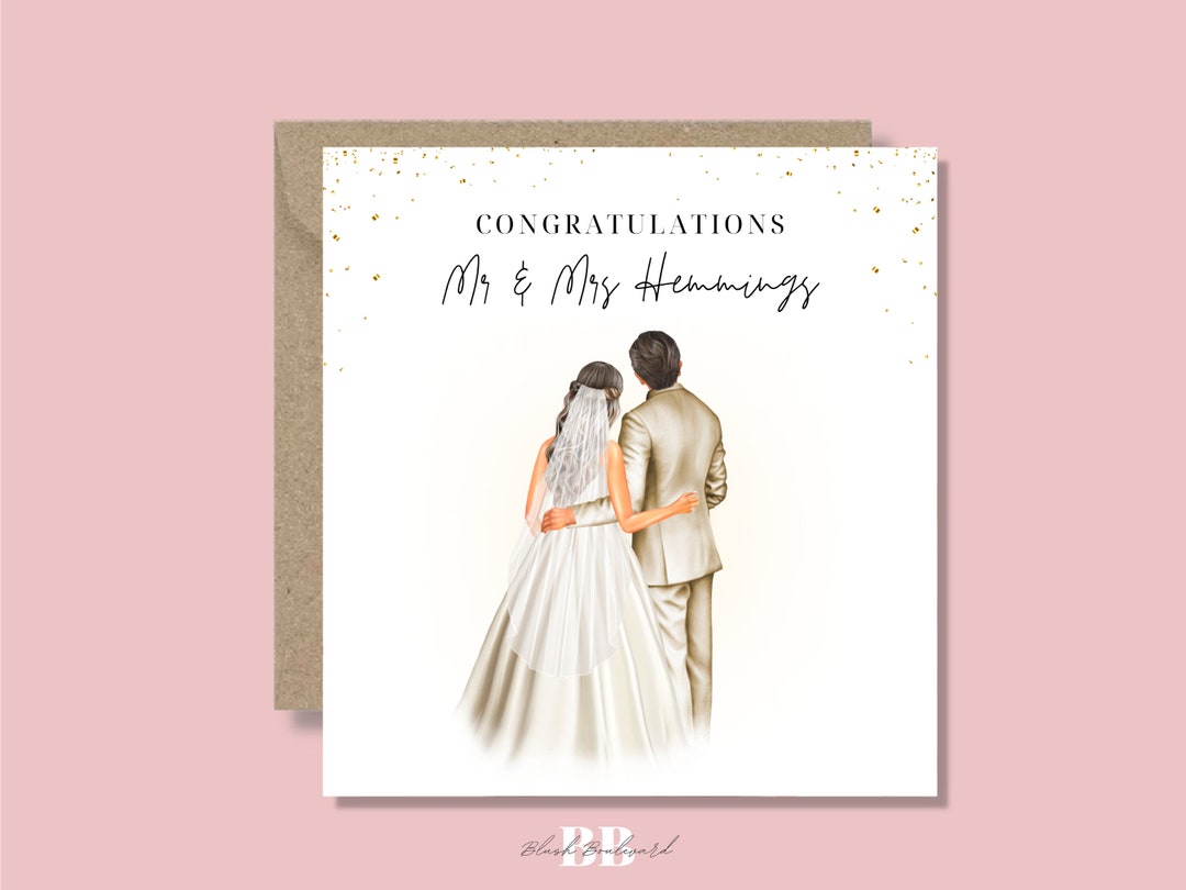 Personalised Congratulations Wedding Couple 14.5 X 15 Cm Greeting Card ...