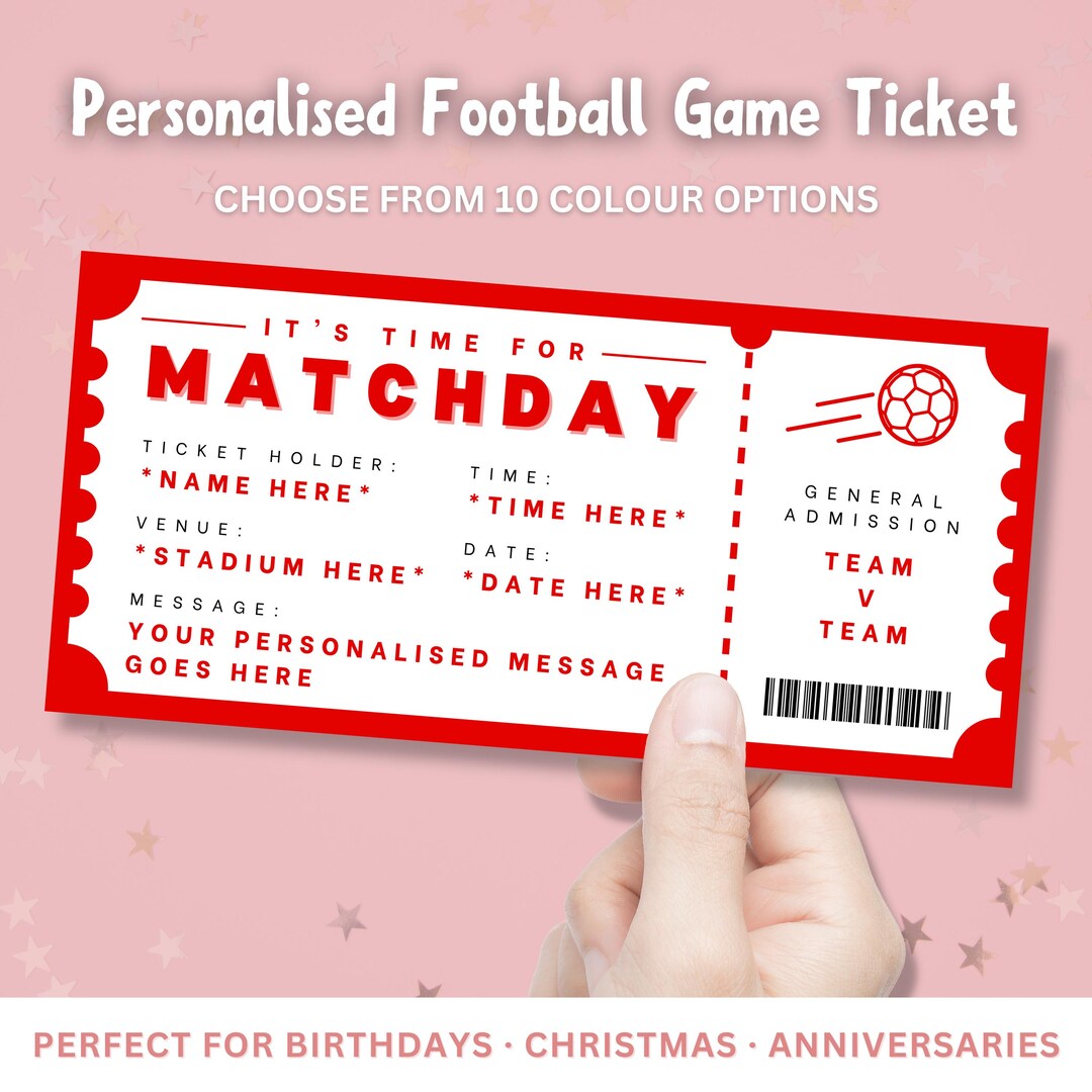 Personalised Football Match Ticket - Custom Team Gift - Etsy UK