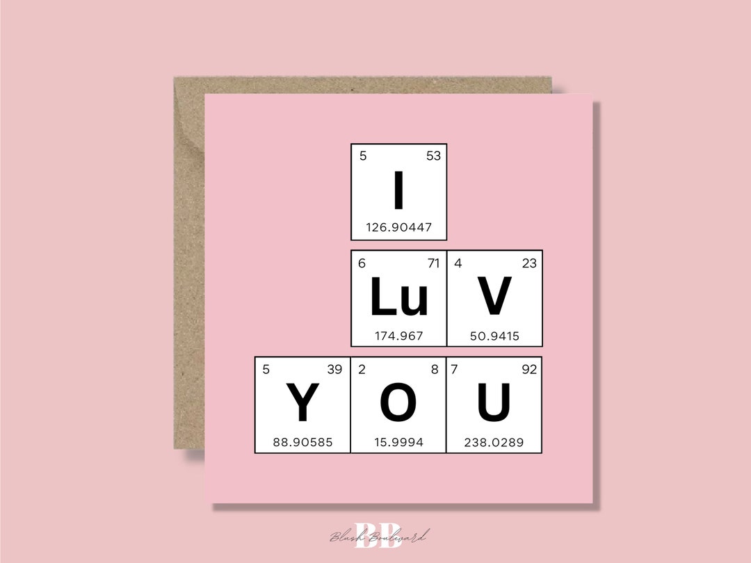 I Love You Periodic Table Funny Cute Valentine's Day (14.5x15cm ...