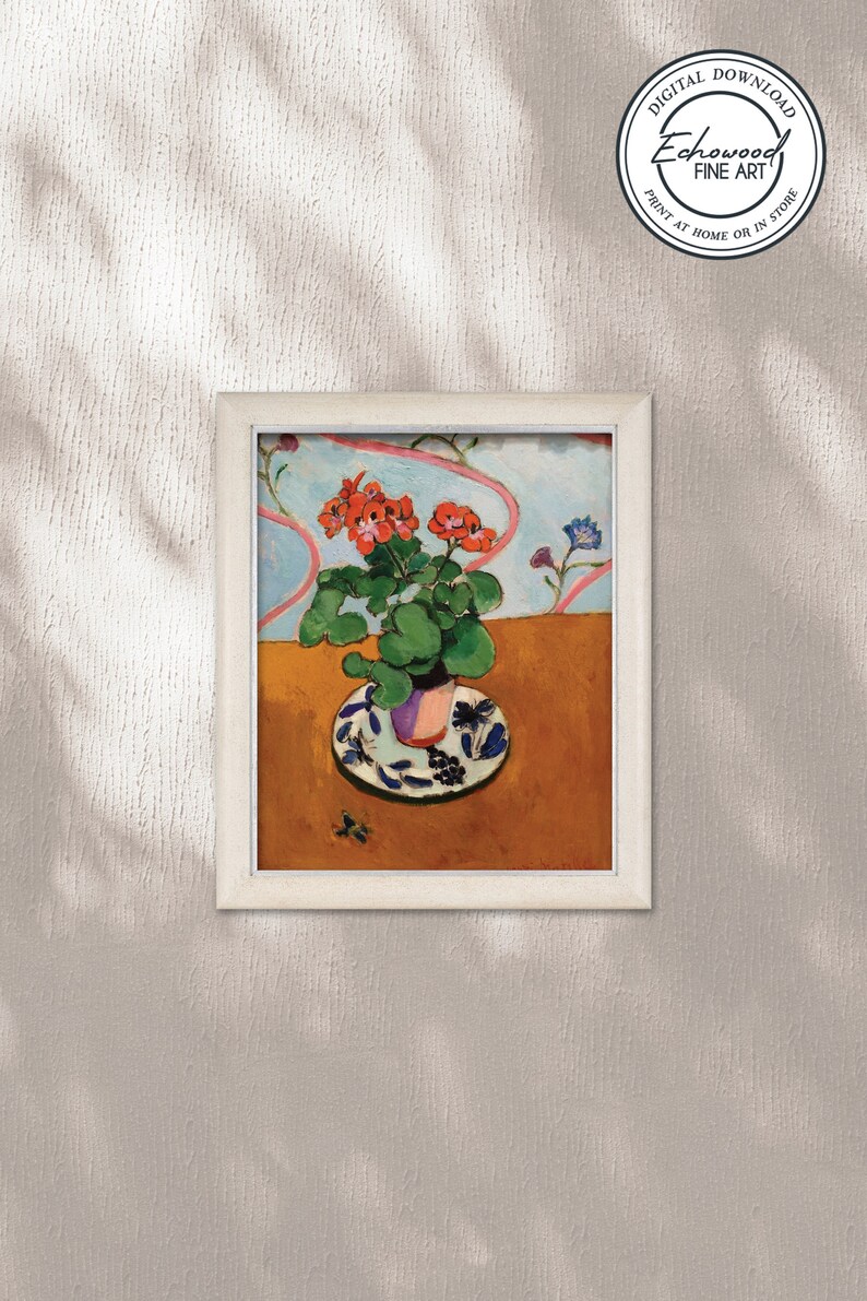 Henri Matisse Art Print, Moody Floral Digital Print, Geranium Vintage ...