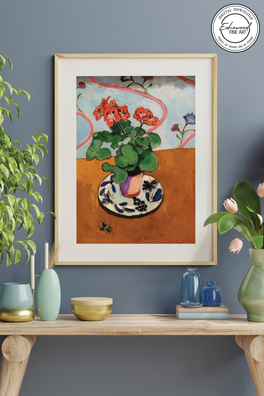 Henri Matisse Art Print, Moody Floral Digital Print, Geranium Vintage ...
