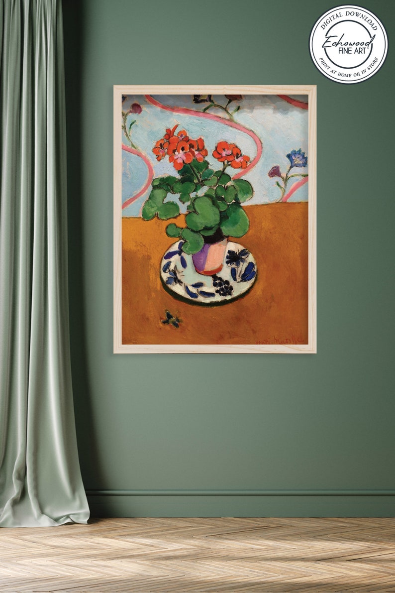 Henri Matisse Art Print, Moody Floral Digital Print, Geranium Vintage ...