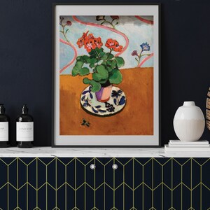 Henri Matisse Art Print, Moody Floral Digital Print, Geranium Vintage ...