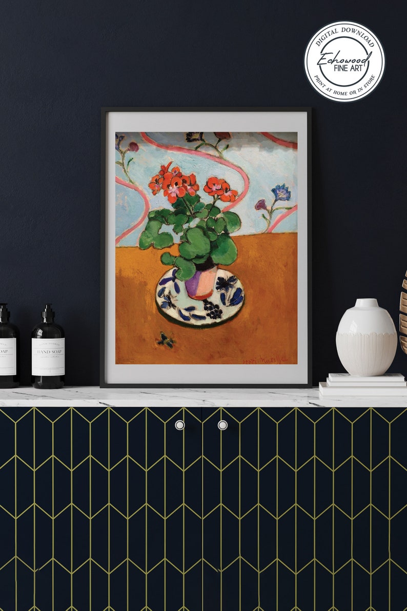 Henri Matisse Art Print, Moody Floral Digital Print, Geranium Vintage ...