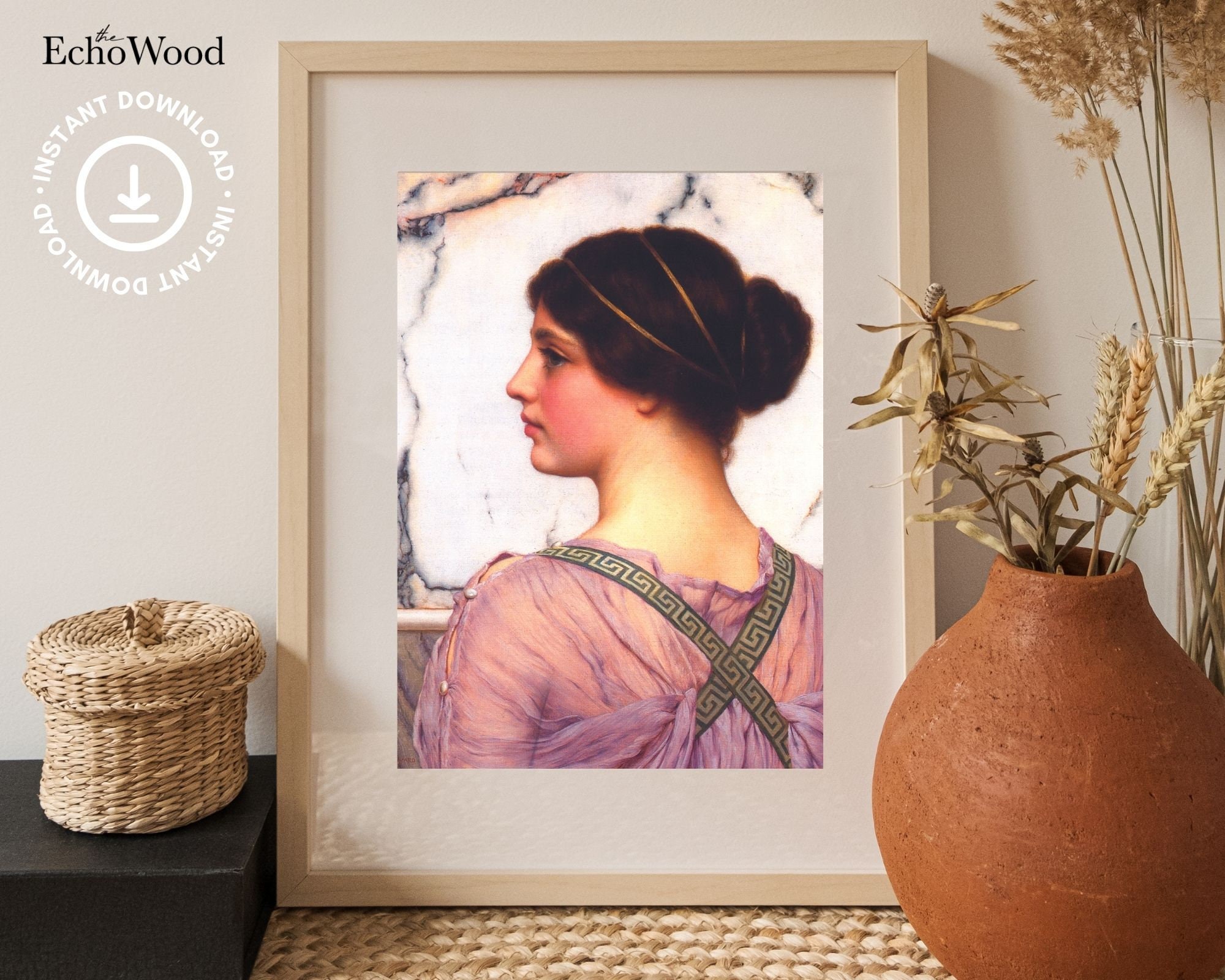 Grecian Goddess Female Portrait Art Print, Vintage Portraiture Painting ...