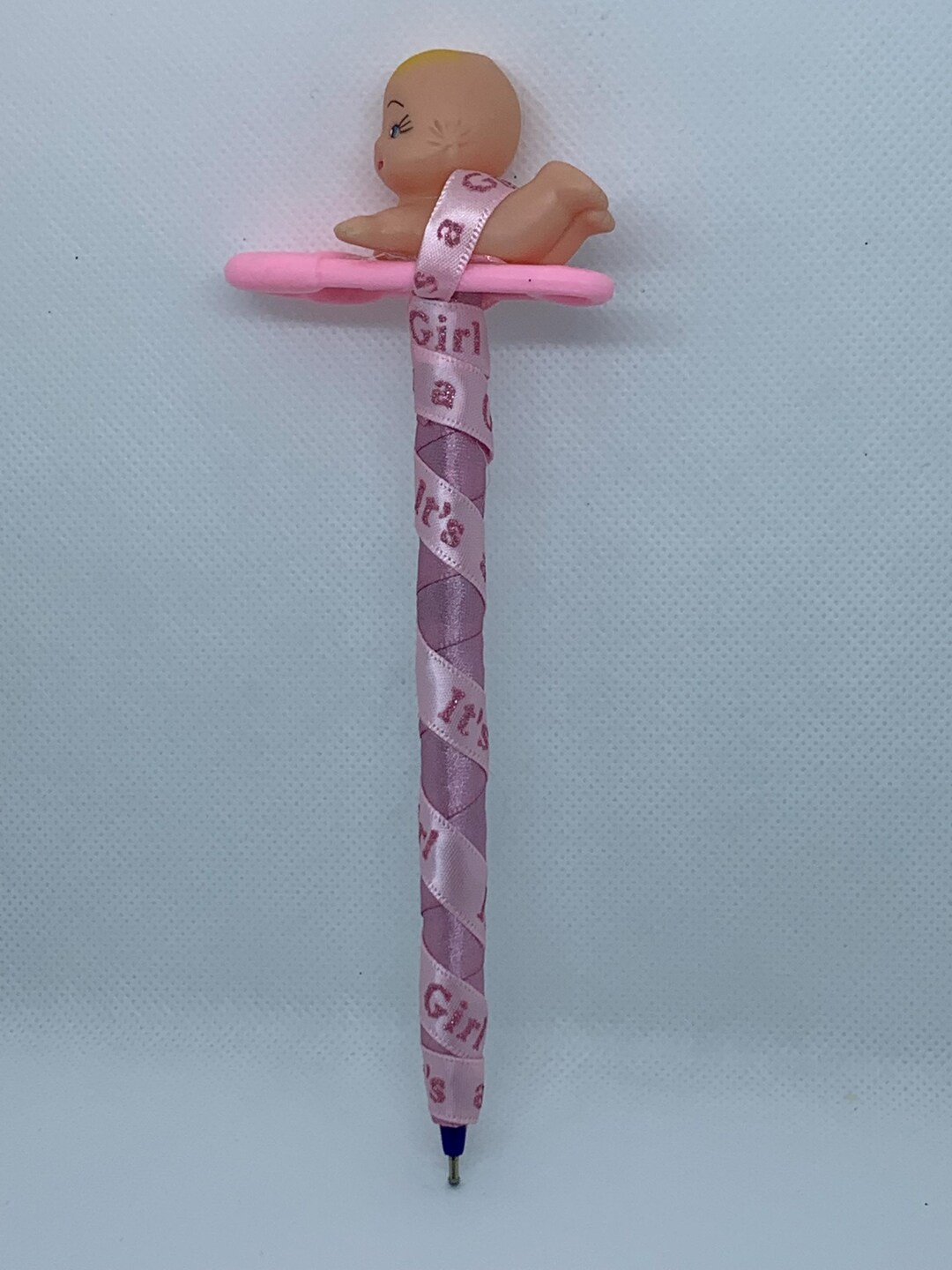 Baby Shower Writing Pen With Baby on Pink Diaper Pin - Etsy
