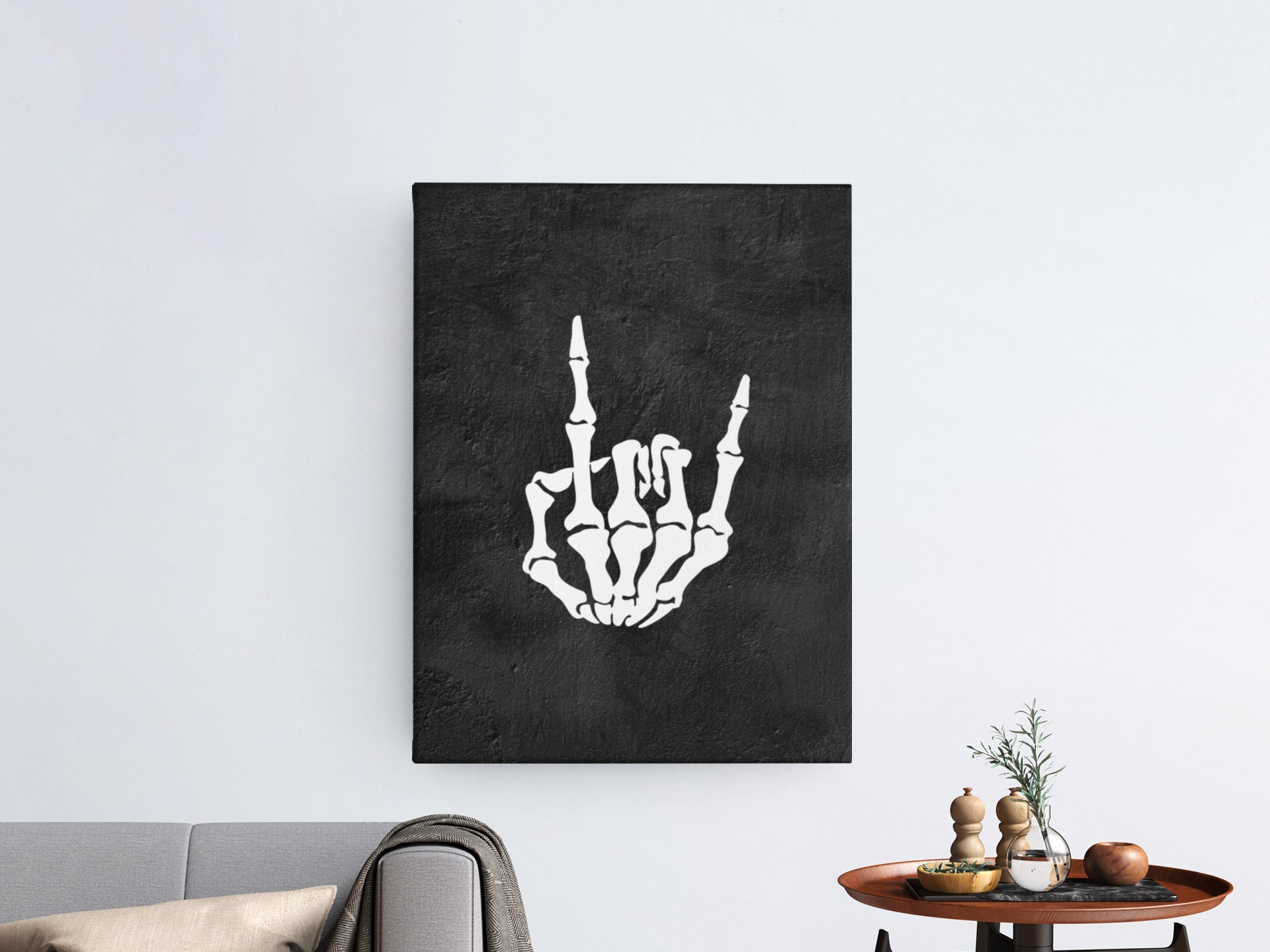 Heavy Metal Skeleton Hand Print Heavy Metal Painting - Etsy