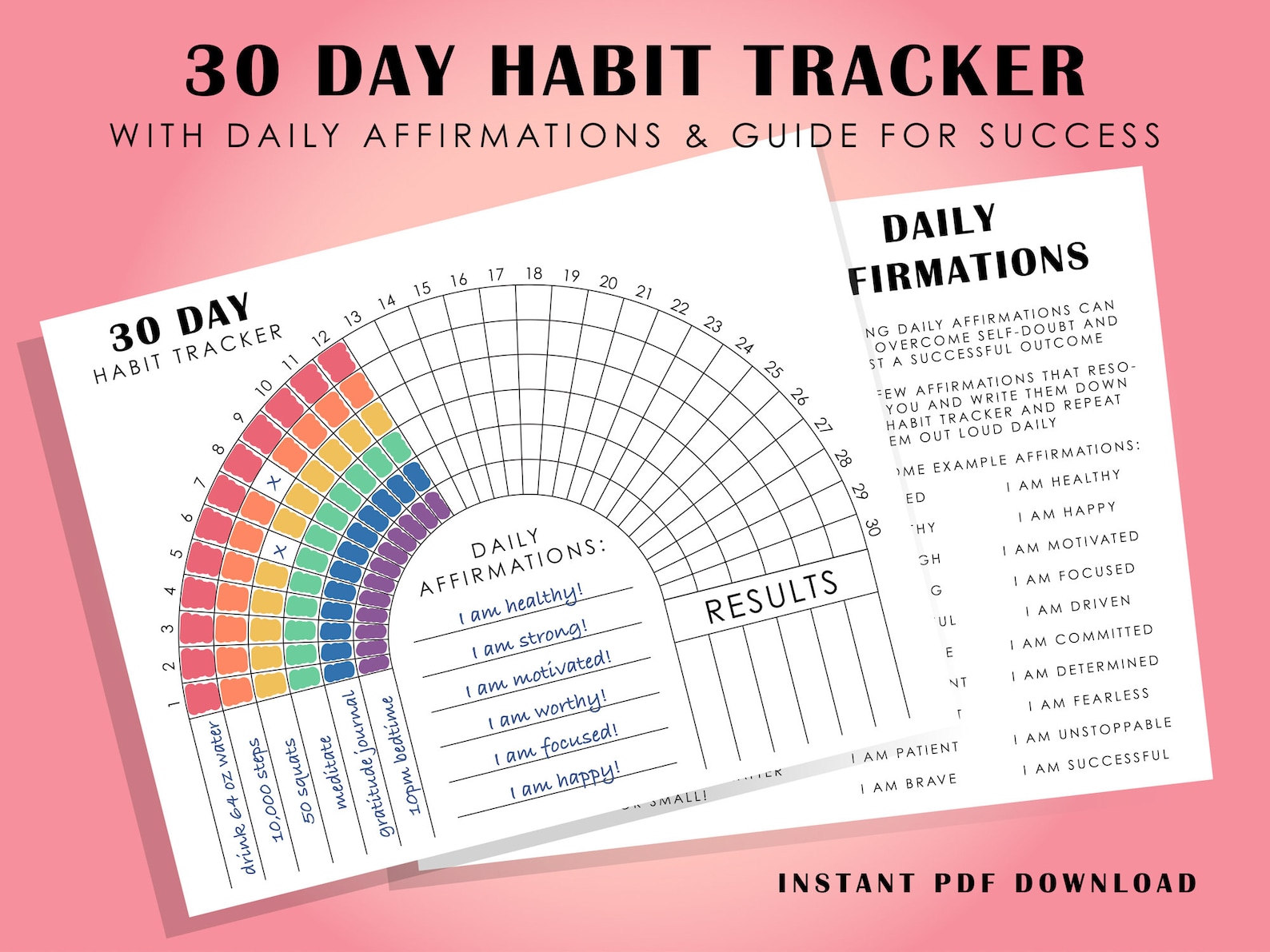 Affirmation Habit Tracker Printable, 30 Day Habit Tracker Template, Routine Tracker, Habit ...