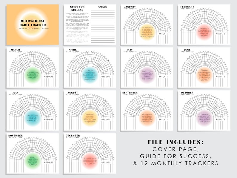 Habit Tracker Printable Template for Daily, Weekly, Monthly, Goal ...